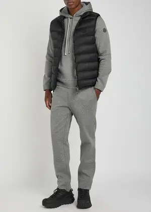 Moncler Quilted Shell Gilet With Logo Appliqu - Black