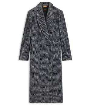 BOSS Macro-herringbone Double-breasted Coat
