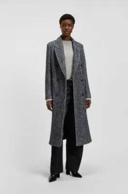 BOSS Macro-herringbone Double-breasted Coat