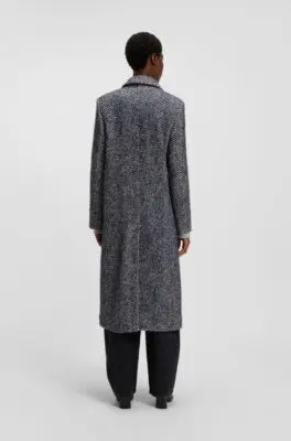 BOSS Macro-herringbone Double-breasted Coat