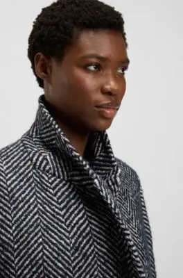 BOSS Macro-herringbone Double-breasted Coat