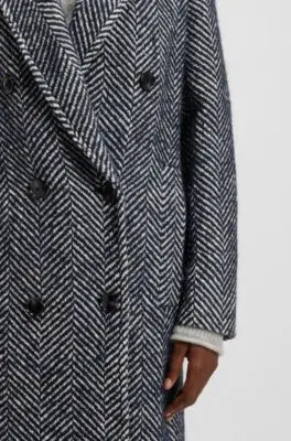 BOSS Macro-herringbone Double-breasted Coat
