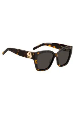 BOSS Havana Acetate Sunglasses With Double B Monogram