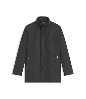 BOSS Patterned Wool-blend Coat With Packable Hood