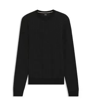 BOSS Herringbone Patterned Sweater - Black