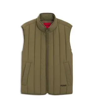 Hugo Lightweight Gilet With Vertical Quilting - Light Green