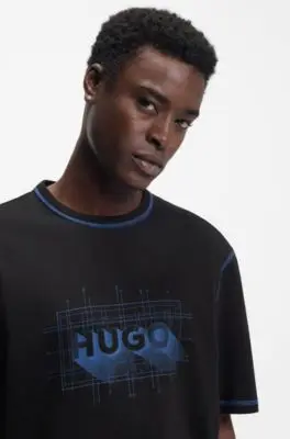 Hugo Logo-artwork T-shirt In Cotton Jersey