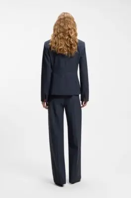 BOSS Slim-fit Blazer In Virgin Wool - Dark Blue