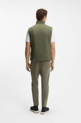 BOSS Logo Gilet With Water-repellent Finish - Khaki