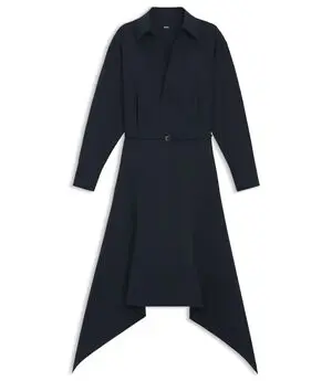 BOSS Cotton-poplin Shirt Dress With Belt - Dark Blue
