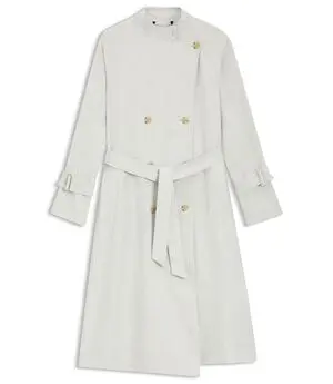BOSS Belted Double-breasted Coat - Silver