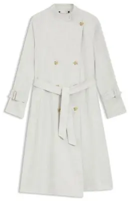BOSS Belted Double-breasted Coat - Silver