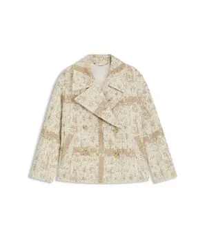 BOSS Check-jacquard Double-breasted Coat - Patterned