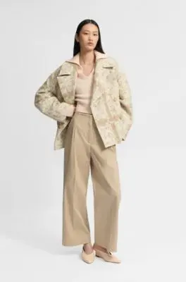 BOSS Check-jacquard Double-breasted Coat - Patterned
