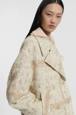 BOSS Check-jacquard Double-breasted Coat - Patterned