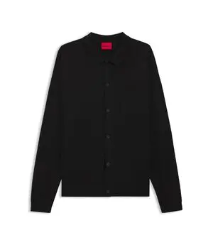 Hugo Regular-fit Jacket With Ribbed Trims - Black