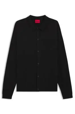 Hugo Regular-fit Jacket With Ribbed Trims - Black