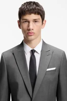 Hugo Extra-slim-fit Jacket In Virgin-wool Dobby