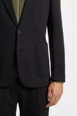 Hugo Melange Slim-fit Jacket In A Cotton Blend