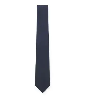 BOSS Jacquard-monogram Silk Tie - Dark Blue