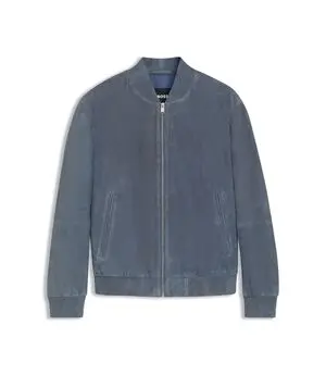 BOSS Regular-fit Suede Jacket - Light Blue