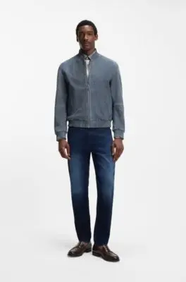 BOSS Regular-fit Suede Jacket - Light Blue