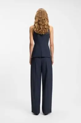 BOSS Slim-fit Virgin Wool Waistcoat - Dark Blue