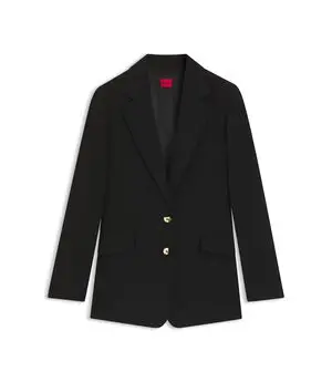 Hugo Regular-fit Blazer With Gold-tone Buttons - Black
