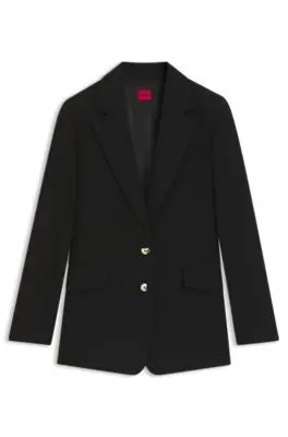 Hugo Regular-fit Blazer With Gold-tone Buttons - Black