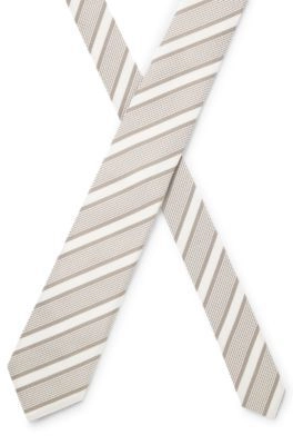BOSS Diagonal-stripe Tie - White