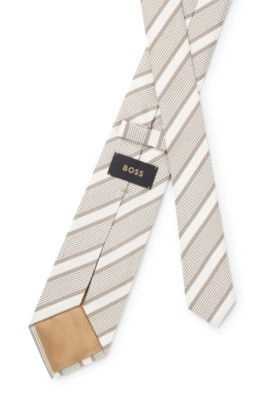 BOSS Diagonal-stripe Tie - White
