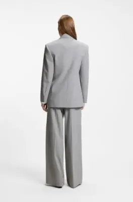 Hugo Relaxed-fit Blazer With Enamel Flower Brooch