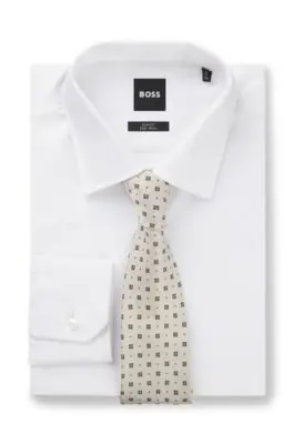 BOSS Jacquard-pattern Silk Tie - Khaki