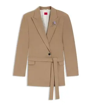 Hugo Regular-fit Blazer In Stretch Melange Fabric - Patterned