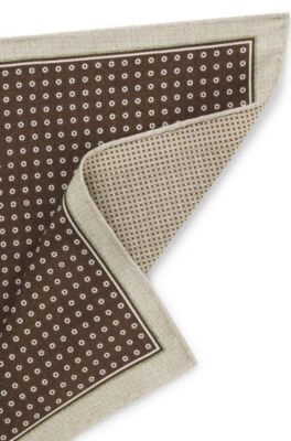 BOSS Double-print Pocket Square In Italian Silk