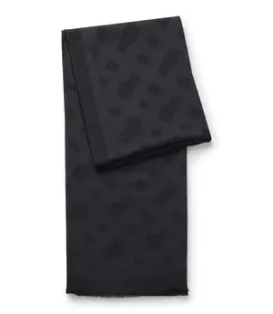 BOSS Modal-wool Scarf With Monograms - Black