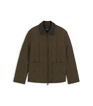 BOSS Nubuck-trim Jacket With Water-repellent Finish - Light Green