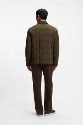 BOSS Nubuck-trim Jacket With Water-repellent Finish - Light Green