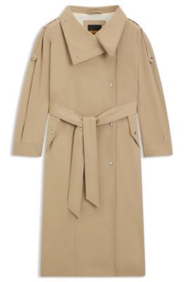 BOSS Oversized Trench Coat With Asymmetric Collar