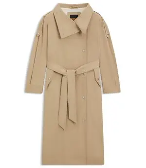 BOSS Oversized Trench Coat With Asymmetric Collar - Brown