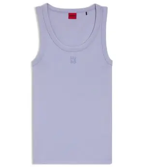 Hugo Cotton-blend Tank Top With Logo Embroidery - Purple