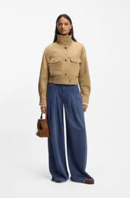 BOSS Cropped Jacket In Cotton Twill