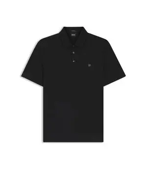BOSS Mercerized-cotton Polo Shirt With Double B Monogram - Black