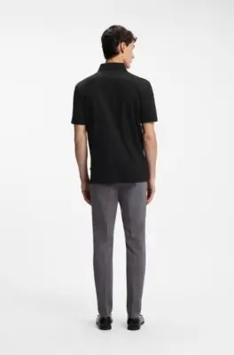 BOSS Mercerized-cotton Polo Shirt With Double B Monogram - Black