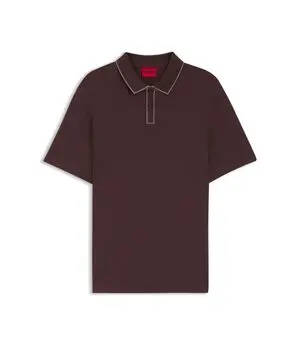 Hugo Luxury Cotton Polo Shirt With Contrast Trim - Light Brown
