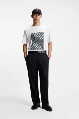Hugo Printed-artwork T-shirt In Cotton Jersey - White