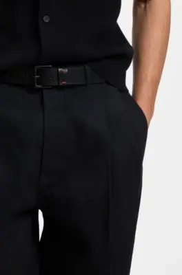 Hugo Italian Leather Belt With Red Stitching