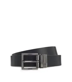 Hugo Reversible Belt In Italian Leather - Black