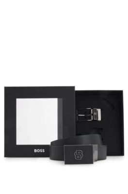 BOSS Italian Leather Reversible Belt With Buckles