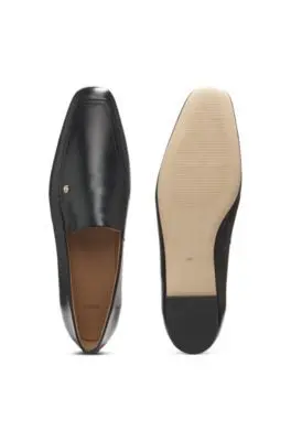 BOSS Leather Loafers With Gold Tone Hardware